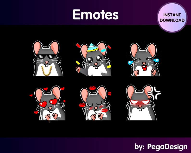 Rat Emotes | Rats | Twitch Emotes | Vtuber | Custom Twitch Emotes - Etsy