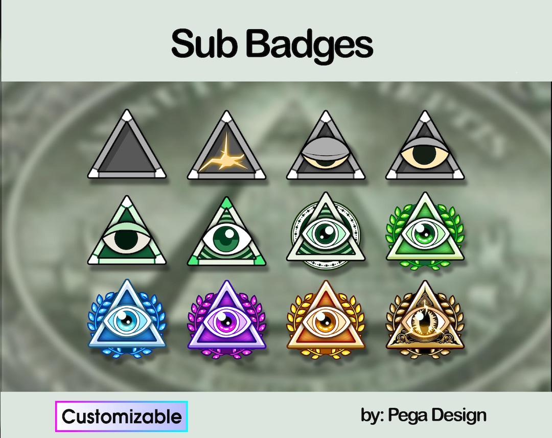 ILLUMINATI Eye Sub Badges | All-seeing Eye Twitch Tier Badges ...