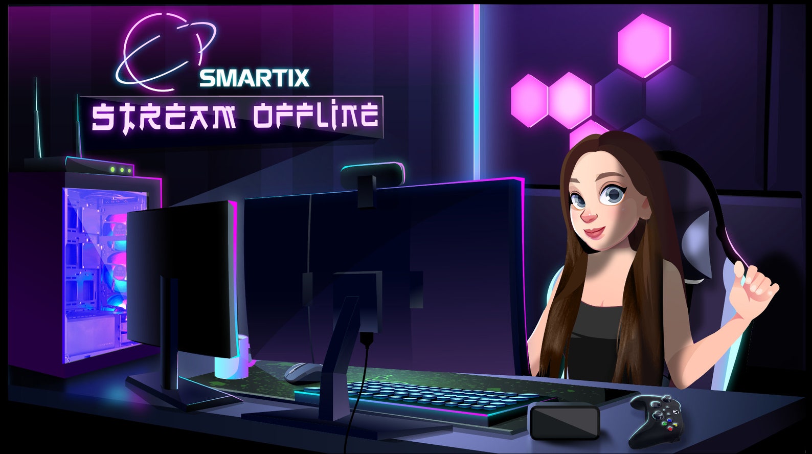 Animated Neon Game Room Twitch Stream Screen Overlay - Etsy