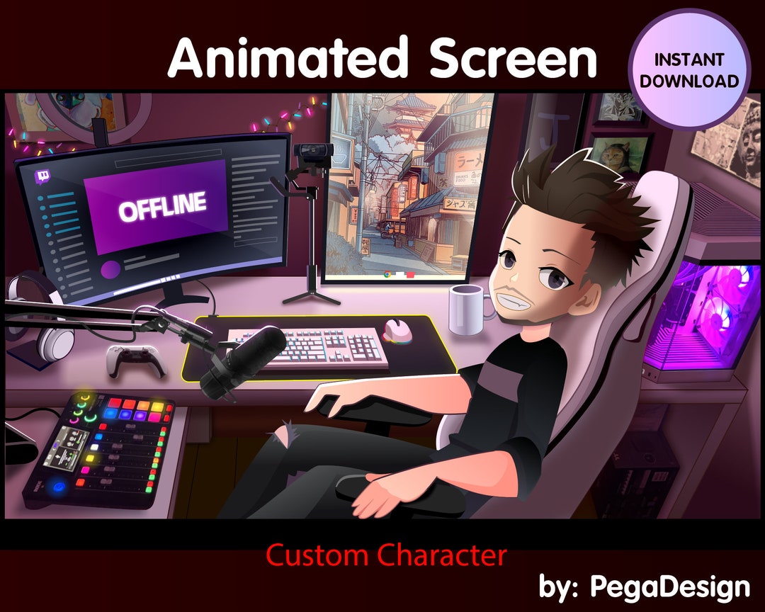 4x Animated Stream Screen for Twitch | Lofi Game Room | Red Game Room ...