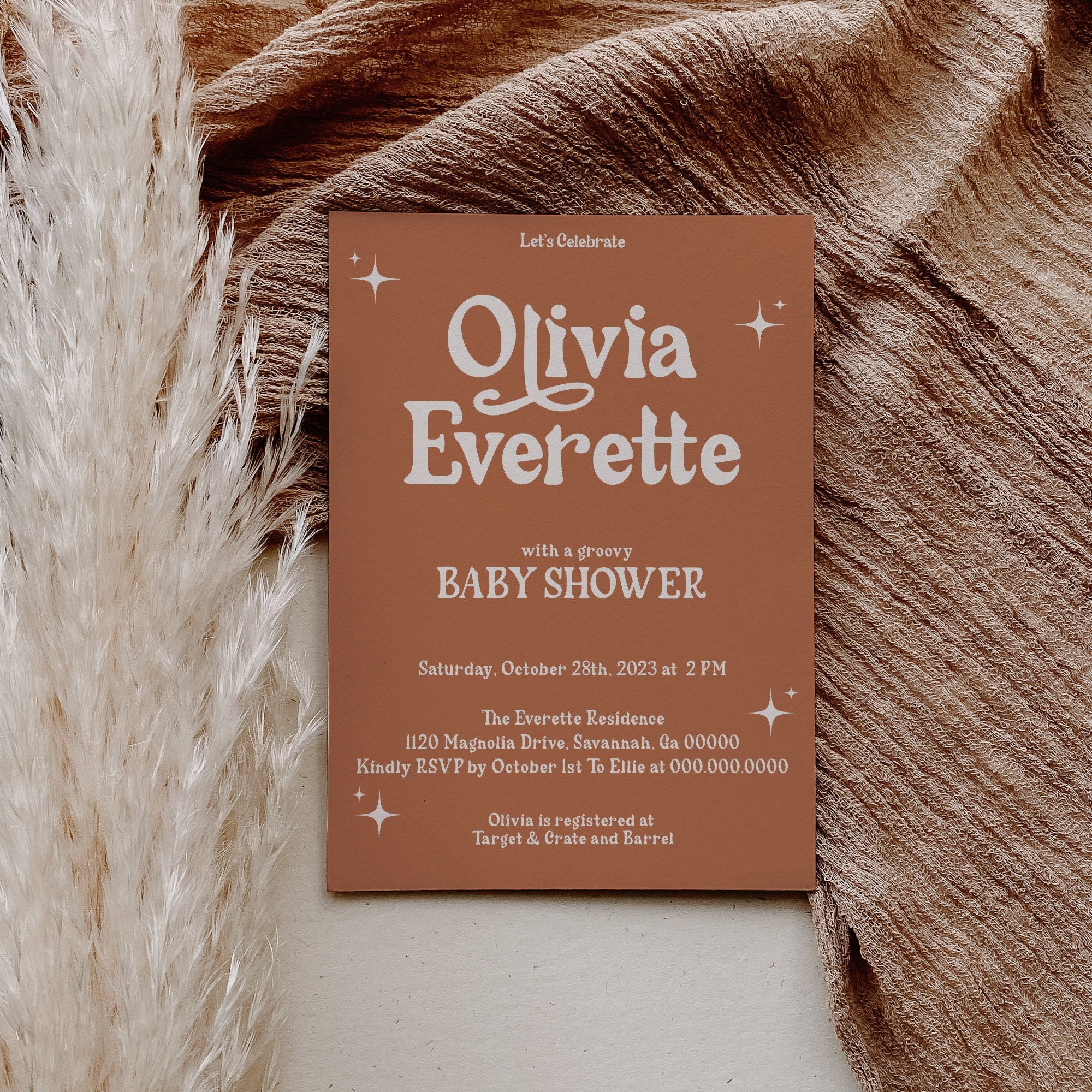 Retro Baby Shower Invitation, Groovy 70's Baby Shower Invitation ...