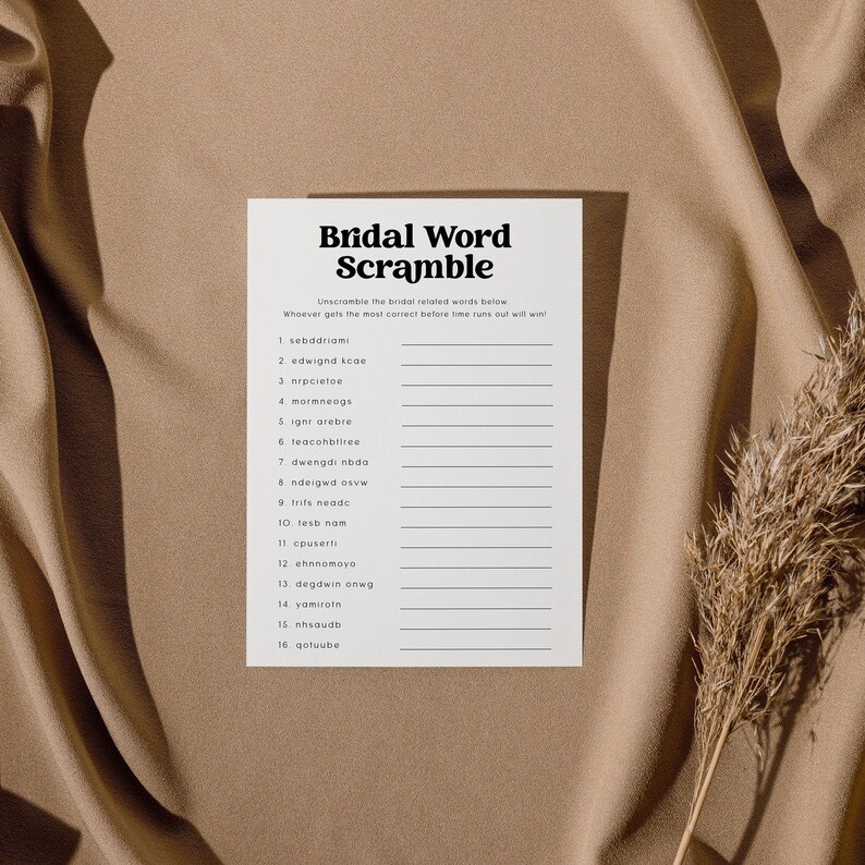 Retro Bridal Word Scramble Game Bridal Shower Word Scramble - Etsy