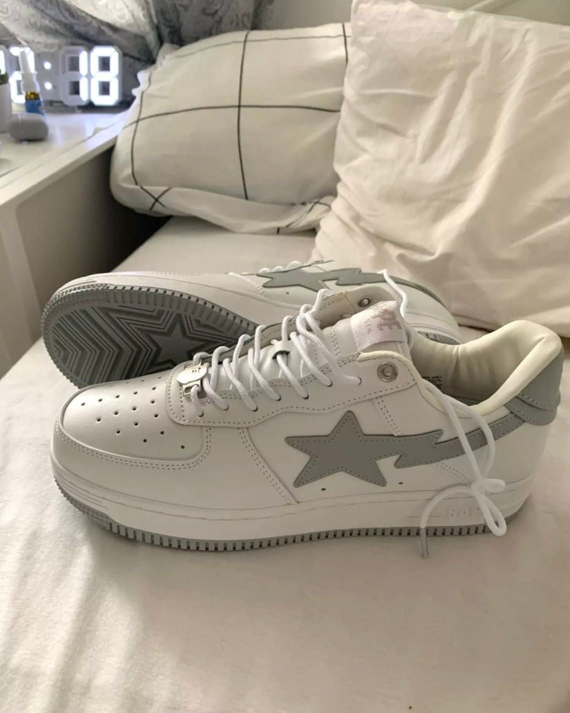 Light Grey and White Bapestas Bape Sneakers - Etsy Canada
