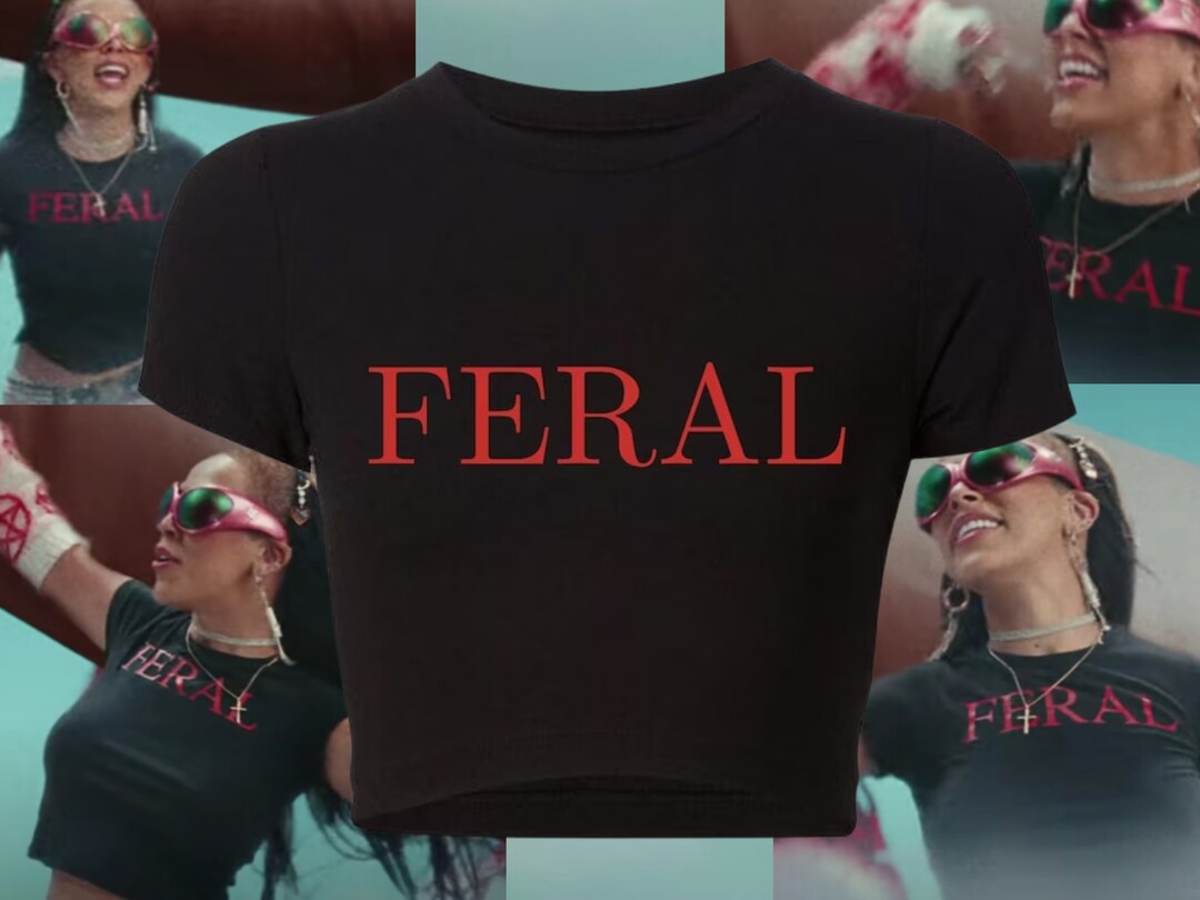 FERAL Crop Top, camiseta de bebé salvaje, ropa Y2K, camiseta de bebé ...