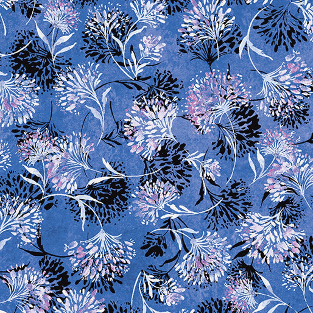 Benartex Enchanted Dandelions Dark Blue (shimmering Twilight) 12510P-57 ...