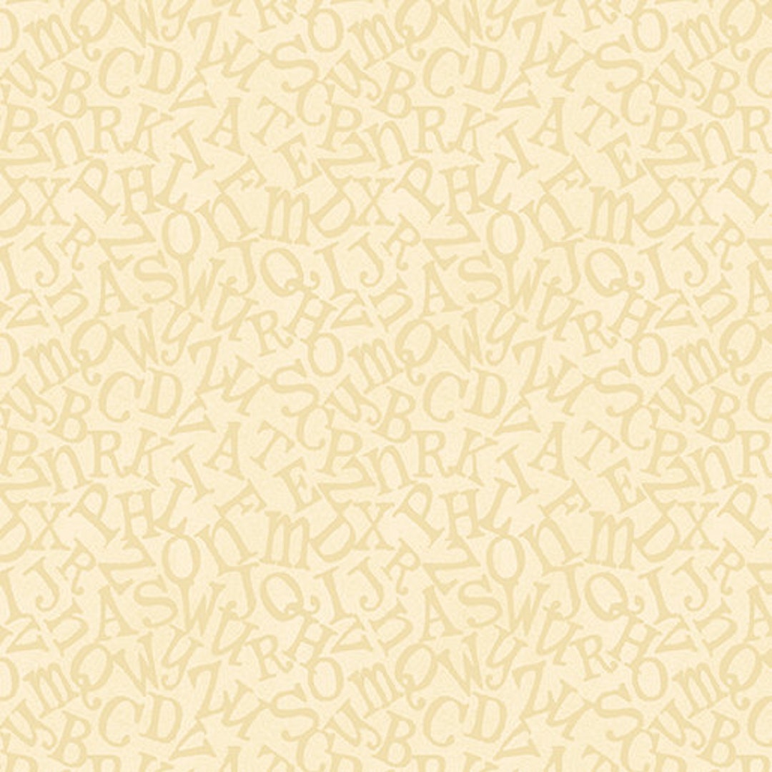 Alphabet Fabric - Benartex Abc's Tossed Letters, Tan - Sold by the Yard ...
