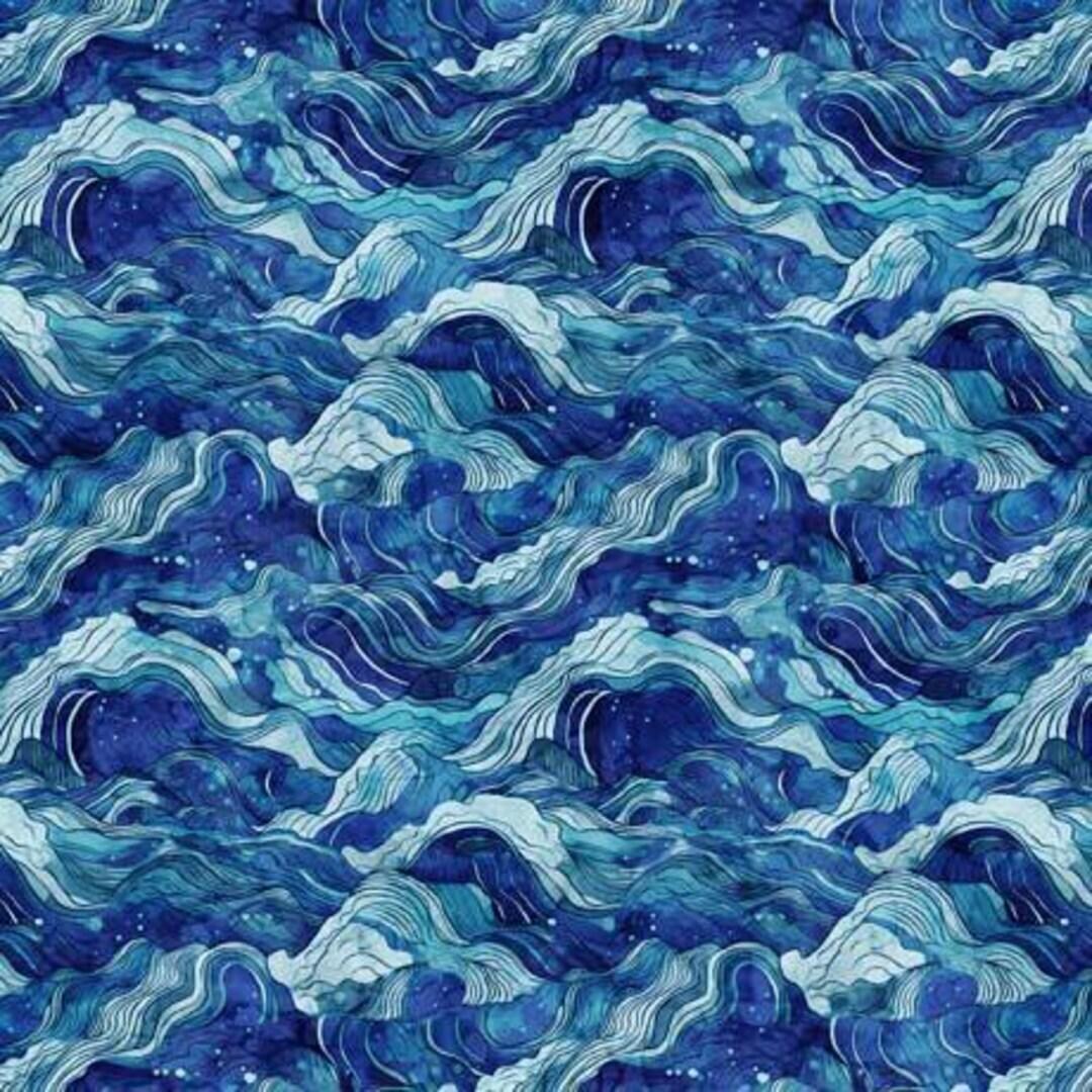 Atlantis by QT Fabrics - Ocean Waves - Ocean Blue - 30695-W - by the ...