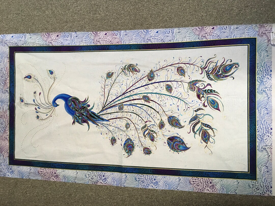 Benartex - Peacock Flourish - White Peacock 24" Panel - 10224M-80 - Etsy