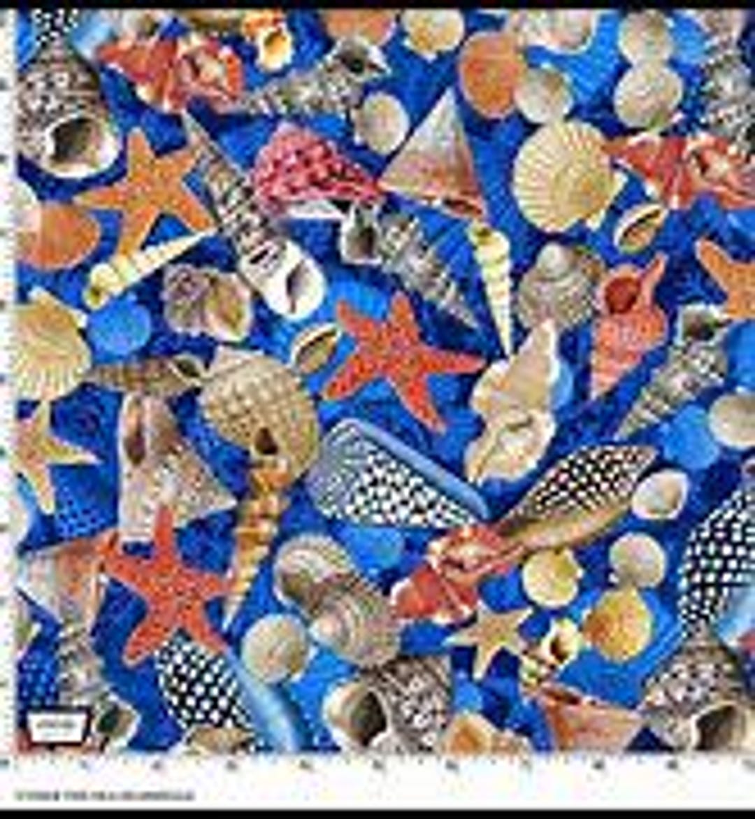 Michael Miller Under the Sea Seashells Cobalt Blue - DCX11124-COBA-D ...