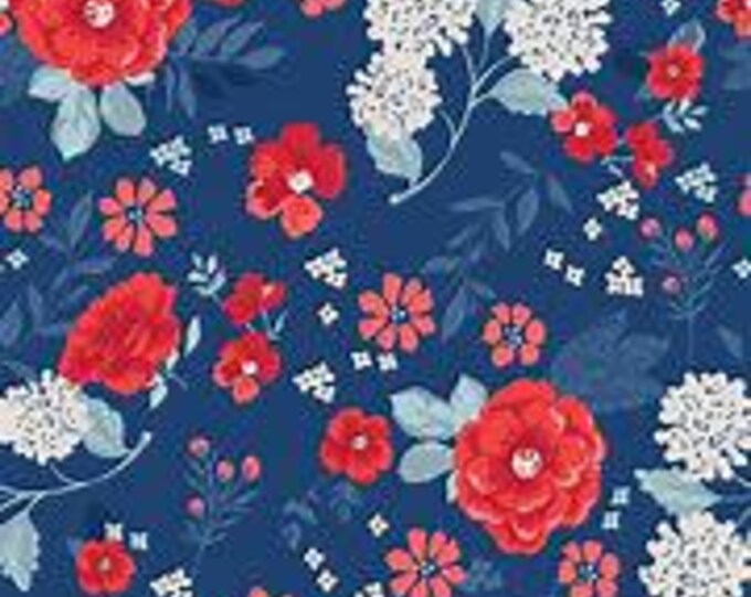 Riley Blake - Land of the Brave - Flowers - C13140-NAVY - by the Yard ...