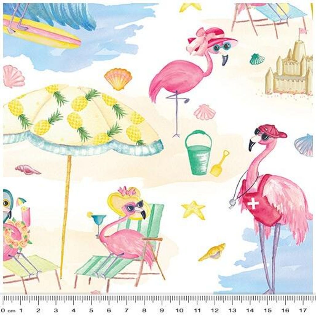 Benartex - Fun in the Sun - Flamingo Beach Multi 12597-99 With Free ...