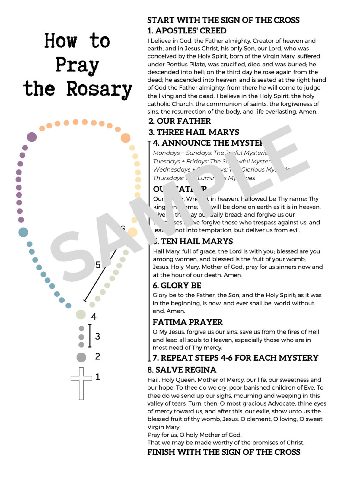Boho How to Pray the Rosary, Group Prayer Reference, All Prayers for ...