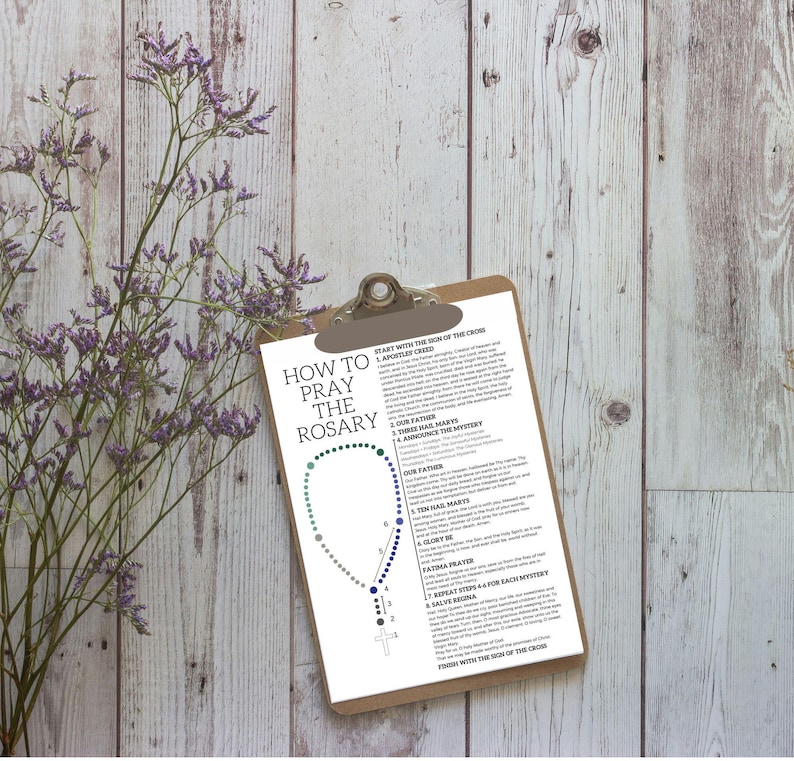 Green/blue How to Pray the Rosary Guide, Group Prayer Reference, All ...