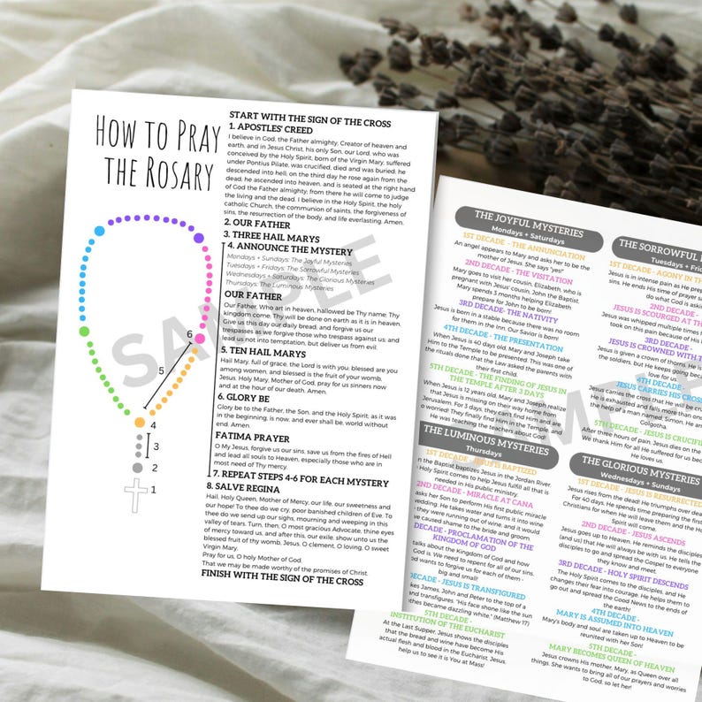 Rainbow How to Pray the Rosary,group Prayer Reference,all Prayers for ...
