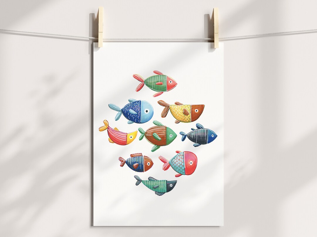 Affiches poissons multicolores, feutre à l'alcool et prismacolor ...