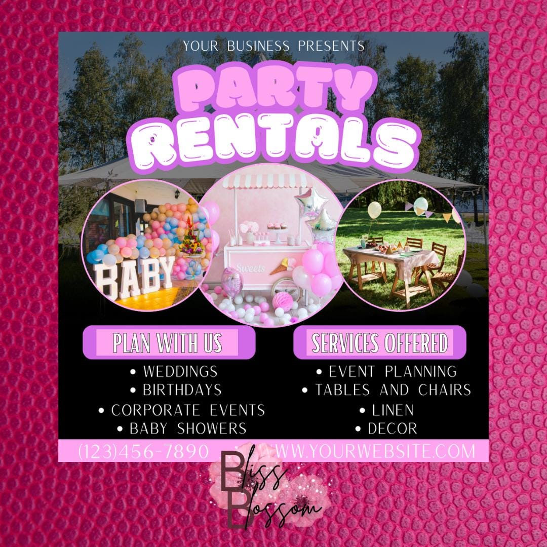 DIY Party Rentals Flyer, Event Flyers, Venue Flyers, Bounce House Flyer ...