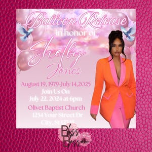 Memorial Balloon Release Flyer; Rest in Peace Editable Flyer - Etsy