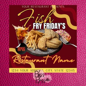 DIY Fish Fry Friday Flyer; Restaurant Flyer, Food Truck Flyer, Chef ...