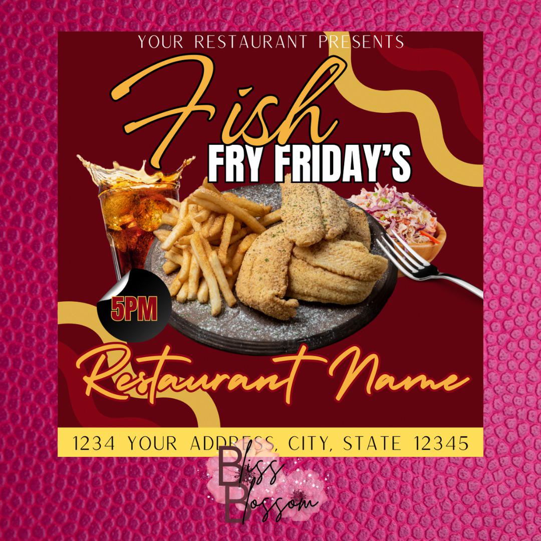 DIY Fish Fry Friday Flyer; Restaurant Flyer, Food Truck Flyer, Chef ...