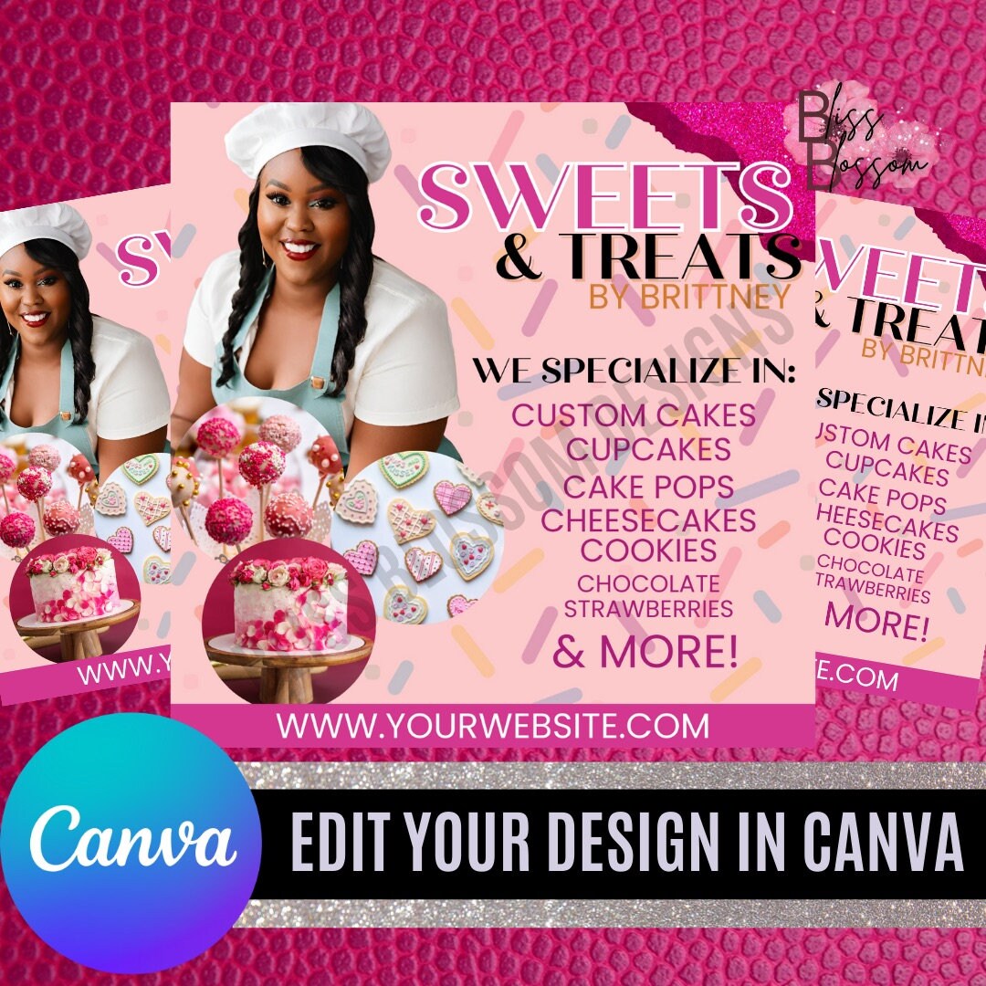 DIY Custom Deserts Flyer, Baker Flyer, Restaurant Flyer, Cake Flyer ...