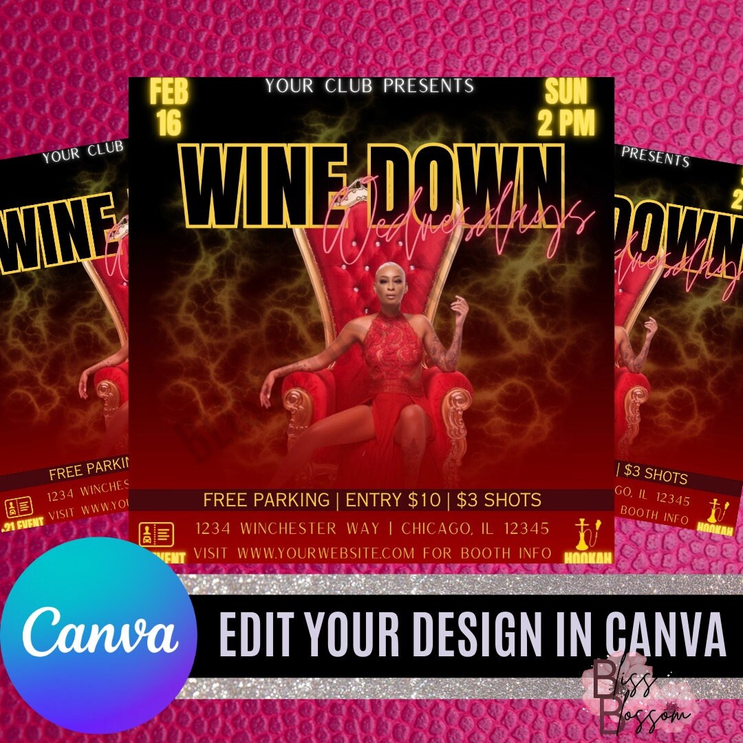 Wine Down Wednesday Club Flyer Bundle; Party Flyer; DJ Flyer - Etsy