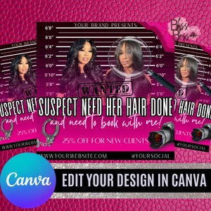 DIY Suspect Wanted Instagram Booking Flyer, Now Booking Flyer, Hair ...