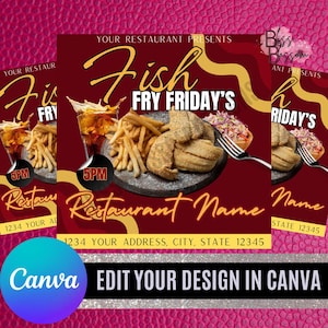 DIY Fish Fry Friday Flyer; Restaurant Flyer, Food Truck Flyer, Chef ...