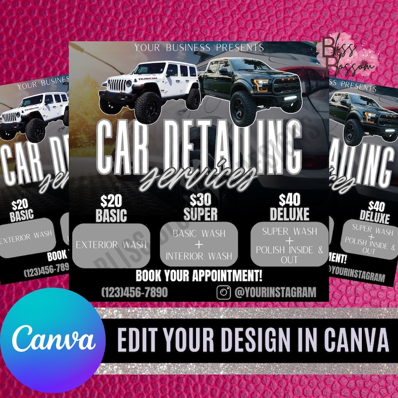 DIY Car Wash Detailing Flyer With Details; Car Wash Flyer; Detailer ...