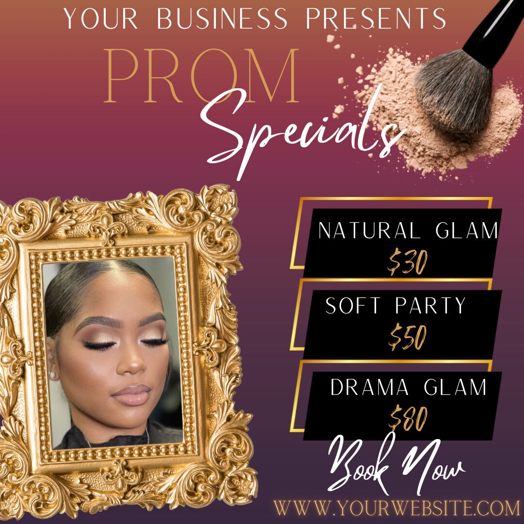 DIY Prom Makeup Flyer, Makeup Booking Flyer, Prom Flyer, Makeup Flyer ...