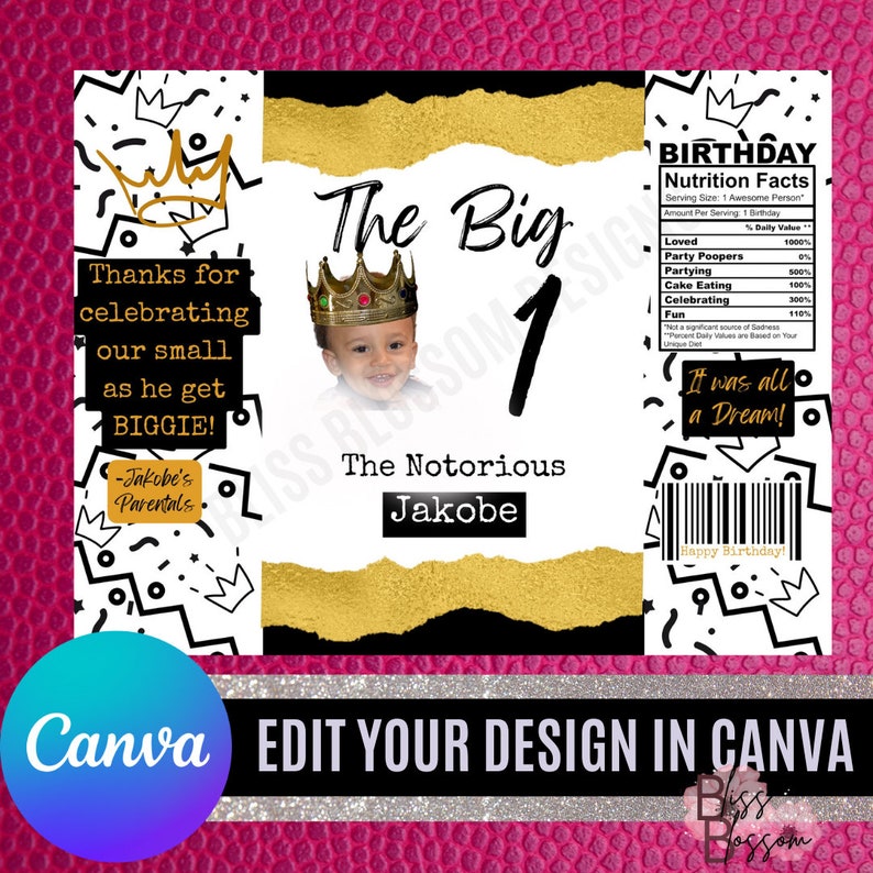 The Notorious One Birthday Chip Bag Template, the Big One Chip Bag ...
