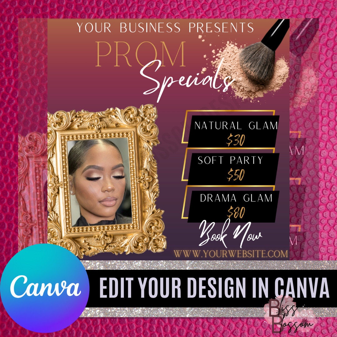 DIY Prom Makeup Flyer, Makeup Booking Flyer, Prom Flyer, Makeup Flyer ...