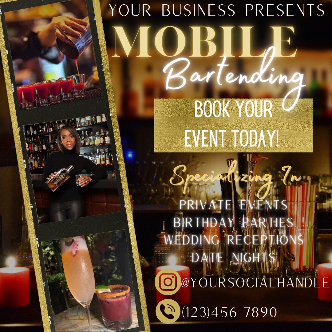 DIY Bartending Flyer, Travel Bartender, Event Bartender - Etsy