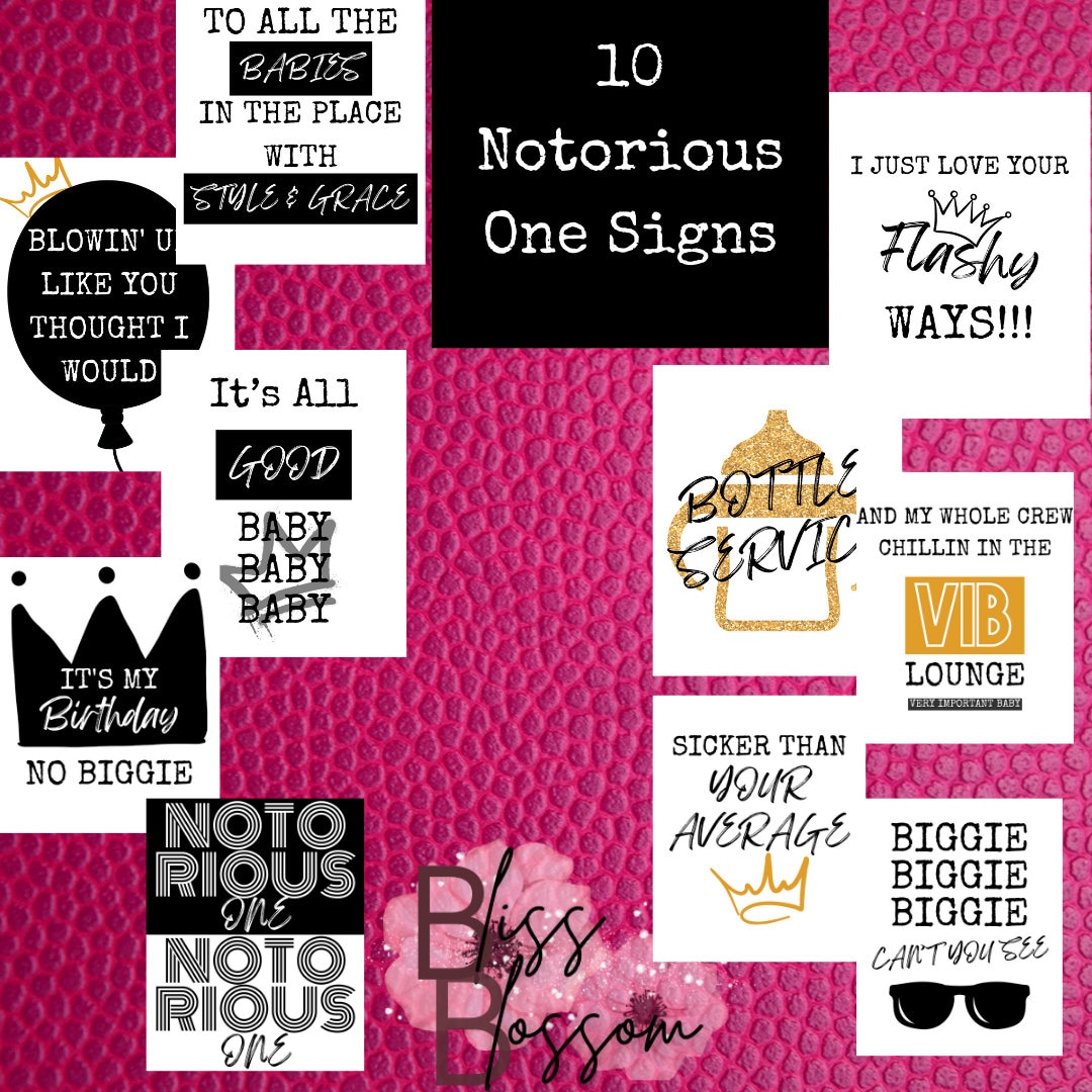 10 Notorious One Birthday Signs, First Birthday Signs - Etsy