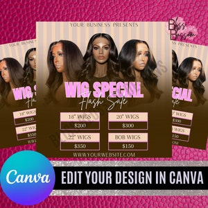 DIY Wig Special Flyer, Summer Hair Flyer, Hairstylist Flyer, Nail Tech ...