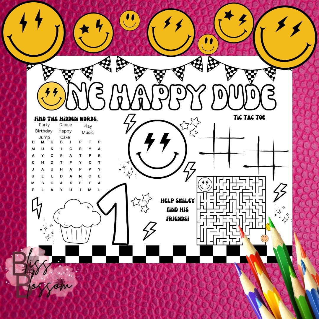 One Happy Dude Coloring Page; Kids Coloring Page; Birthday Coloring ...