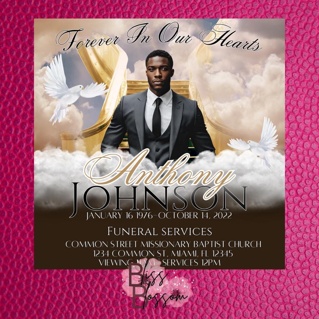 DIY Forever in Our Hearts Funeral Services Flyer; Rest in Peace Editable Flyer - Etsy