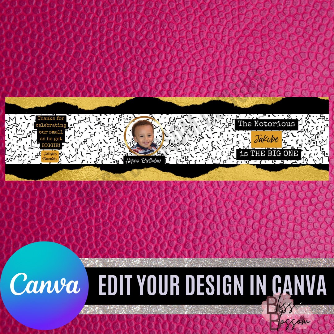 The Notorious One Birthday Water Bottle Lavel Template, the Big One ...