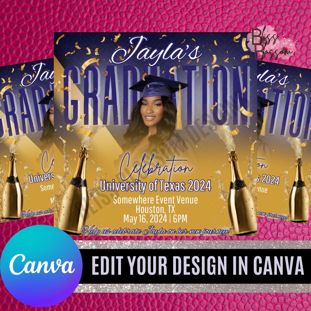 Graduation Champagne Invitation; Class of 2024; Graduation Flyer; 2024 ...