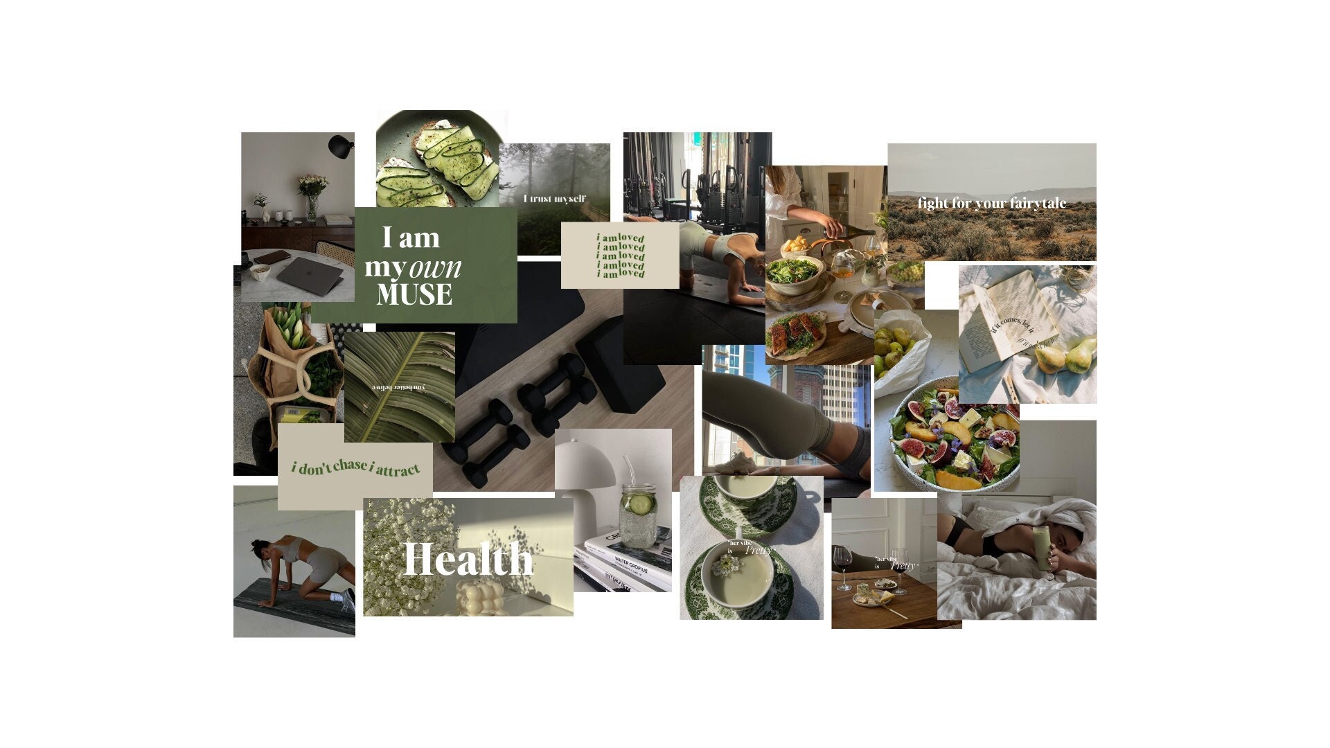 2023 Vision Board Kit Manifestation Card Bundle Green Vision Board 2023 ...