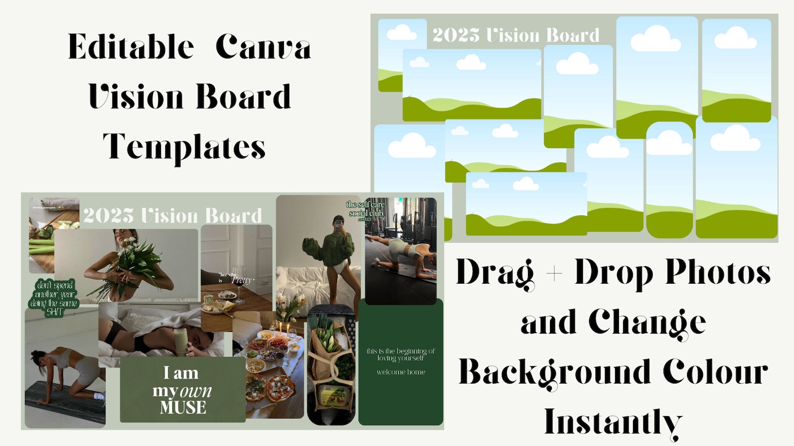 GAZE FONT Vision Board Printable, Digital Template, Classic, Fully ...