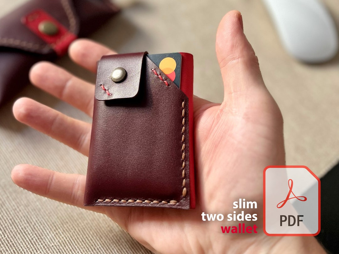 Leather Two Sides Wallet Pattern Card Holder Template DIY Slim Wallet ...