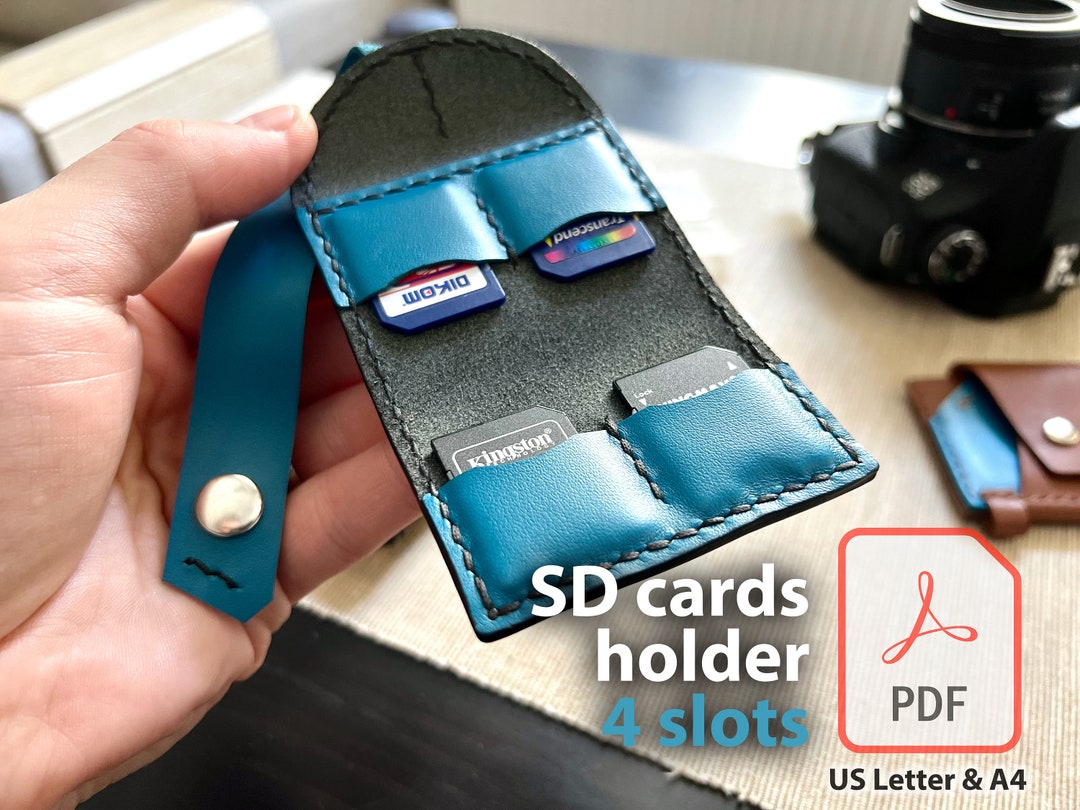 Leather 4 SD Cards Holder Pattern Leather Sd Card Wallet DIY Sd Card ...