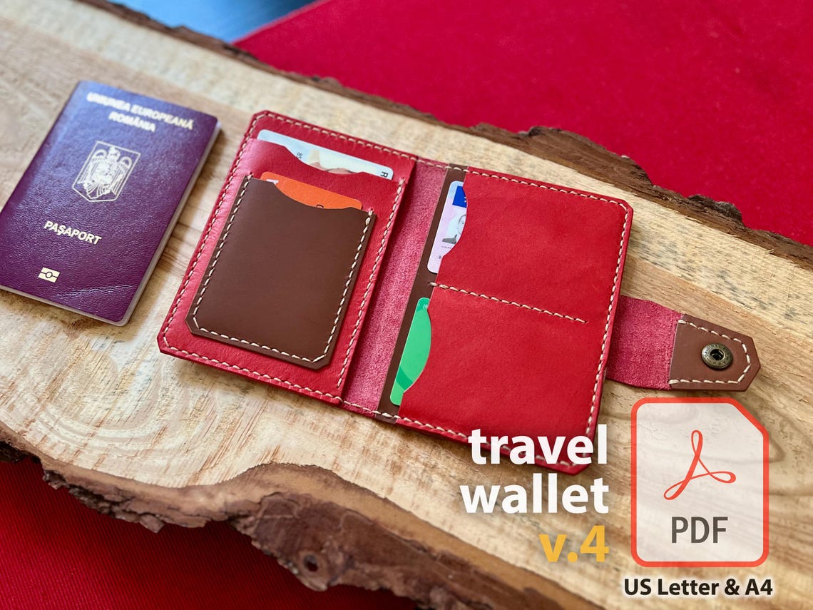 Travel Wallet for Cards, Large ID, Passport, Money V4 - DIY PDF Pattern ...