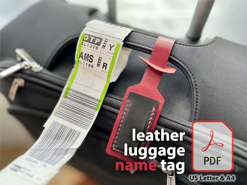 Leather Luggage Name Tag PDF Pattern Travel in Style With Customized Bag Identification Name Tag ...