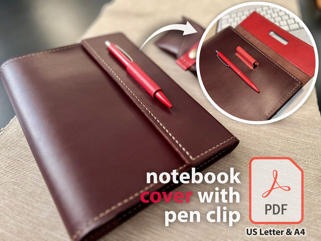 A5 Leather Notebook Cover Pattern V2 With Clip Pen Holder DIY Notebook ...