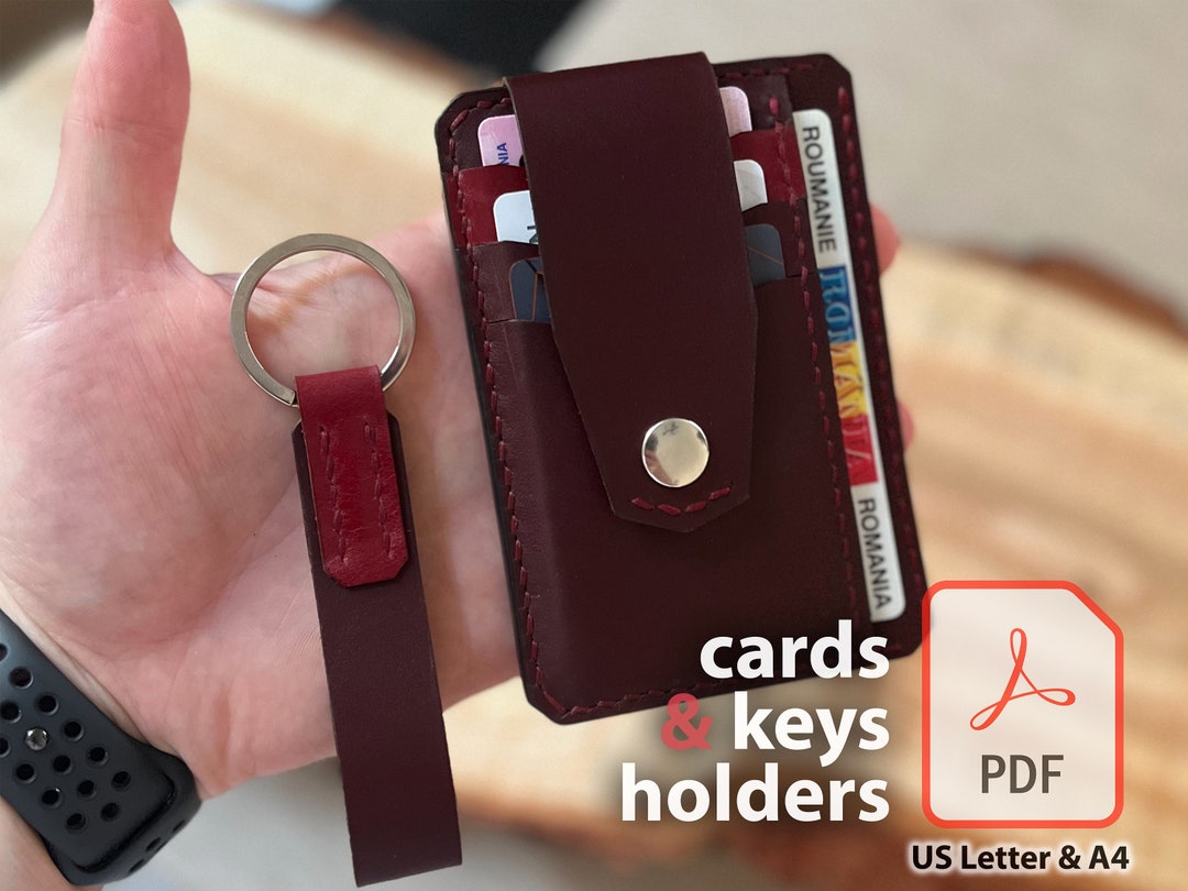 Leather Credit Cards Holder Wallet Pattern DIY Large ID Wallet Holder ...