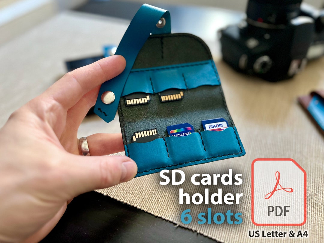 Leather 6 SD Cards Holder Pattern Digital Camera Cards Case DIY Leather ...