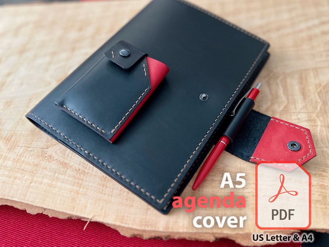 A5 Notebook Leather Cover Pattern V1.0 With Pen and Cards Holders DIY ...