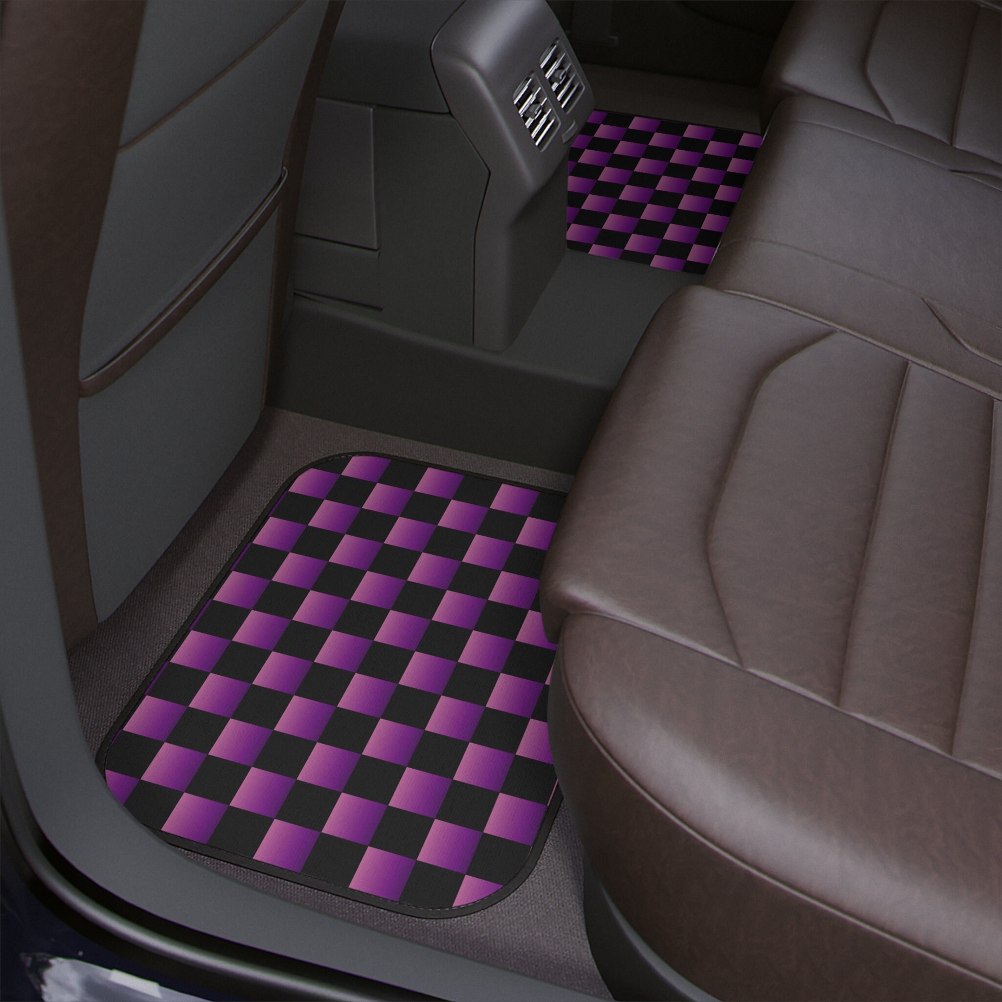 Checkered Purplepink X Black Design Car Floor Mats, Pink and Purple ...