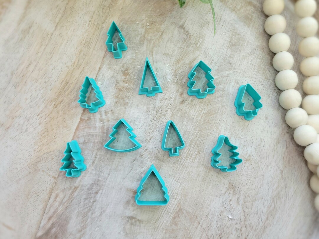 Pine Trees Polymer Clay Cutters Set of 10, Christmas Tree Cutters ...